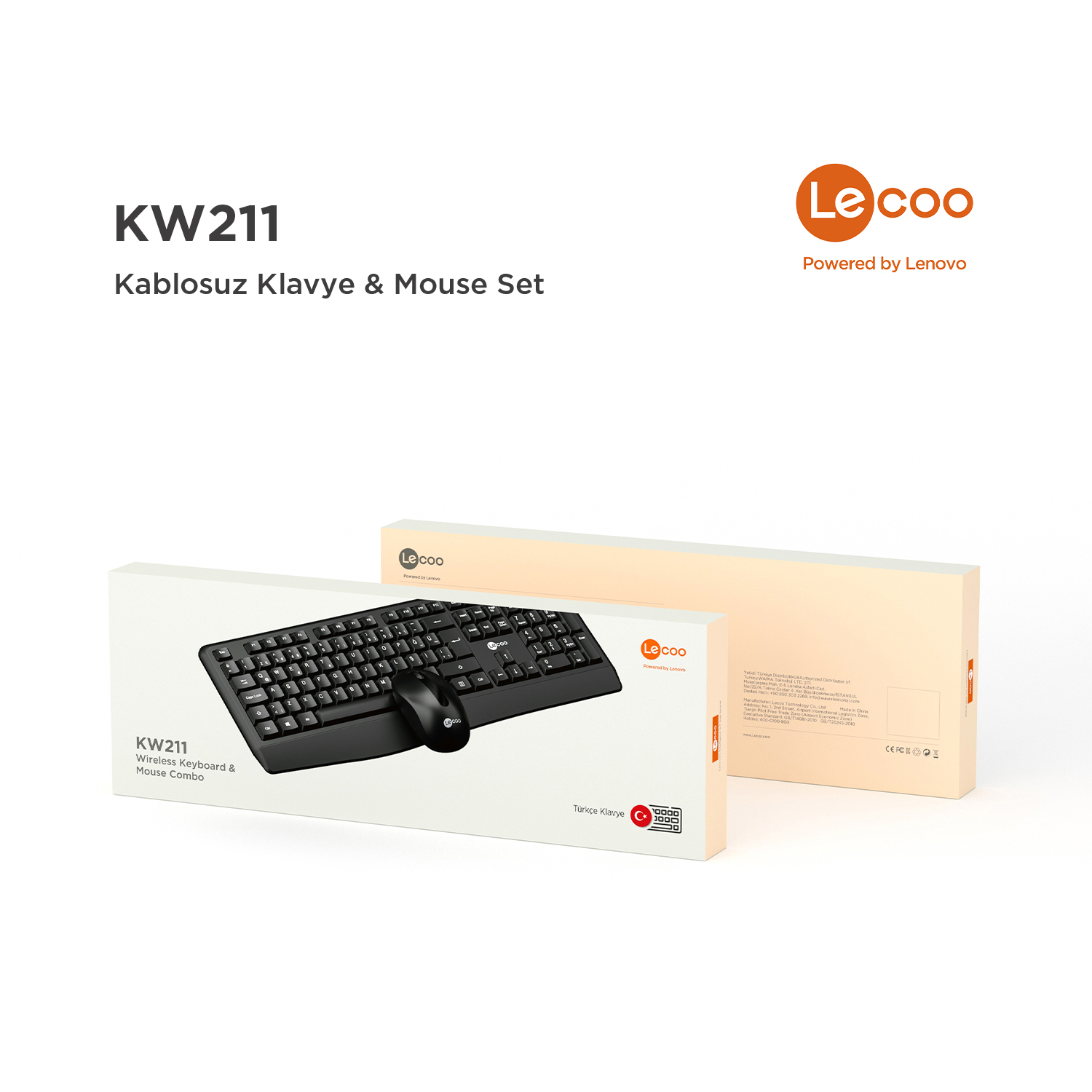 Lecoo KW211 Kablosuz Türkçe Q Klavye & Mouse Set Siyah - Lecoo Türkiye